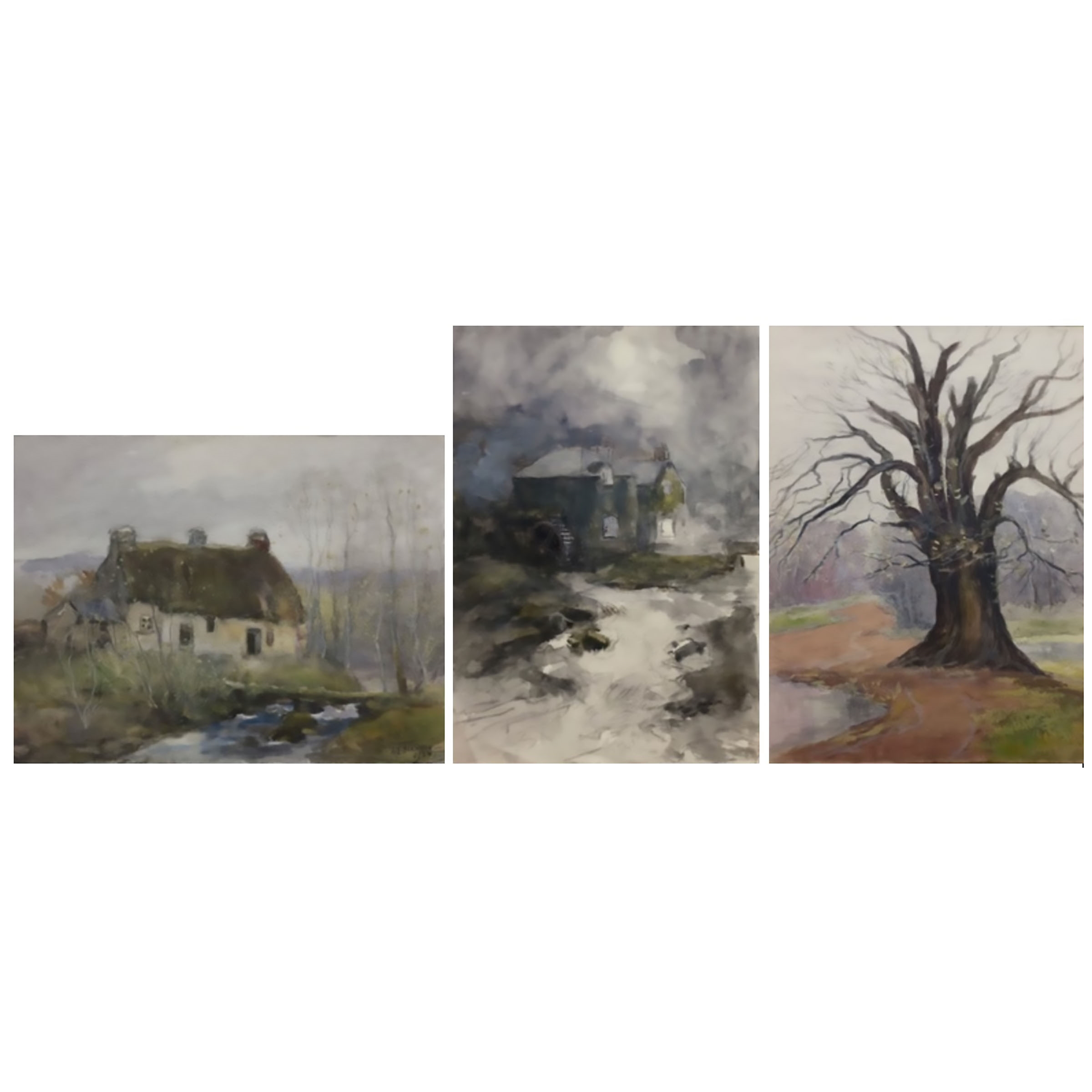 William Edwin Atkinson | OLD COTTAGE NEAR OAKHAMPTON, OLD MILL AND TREE ...