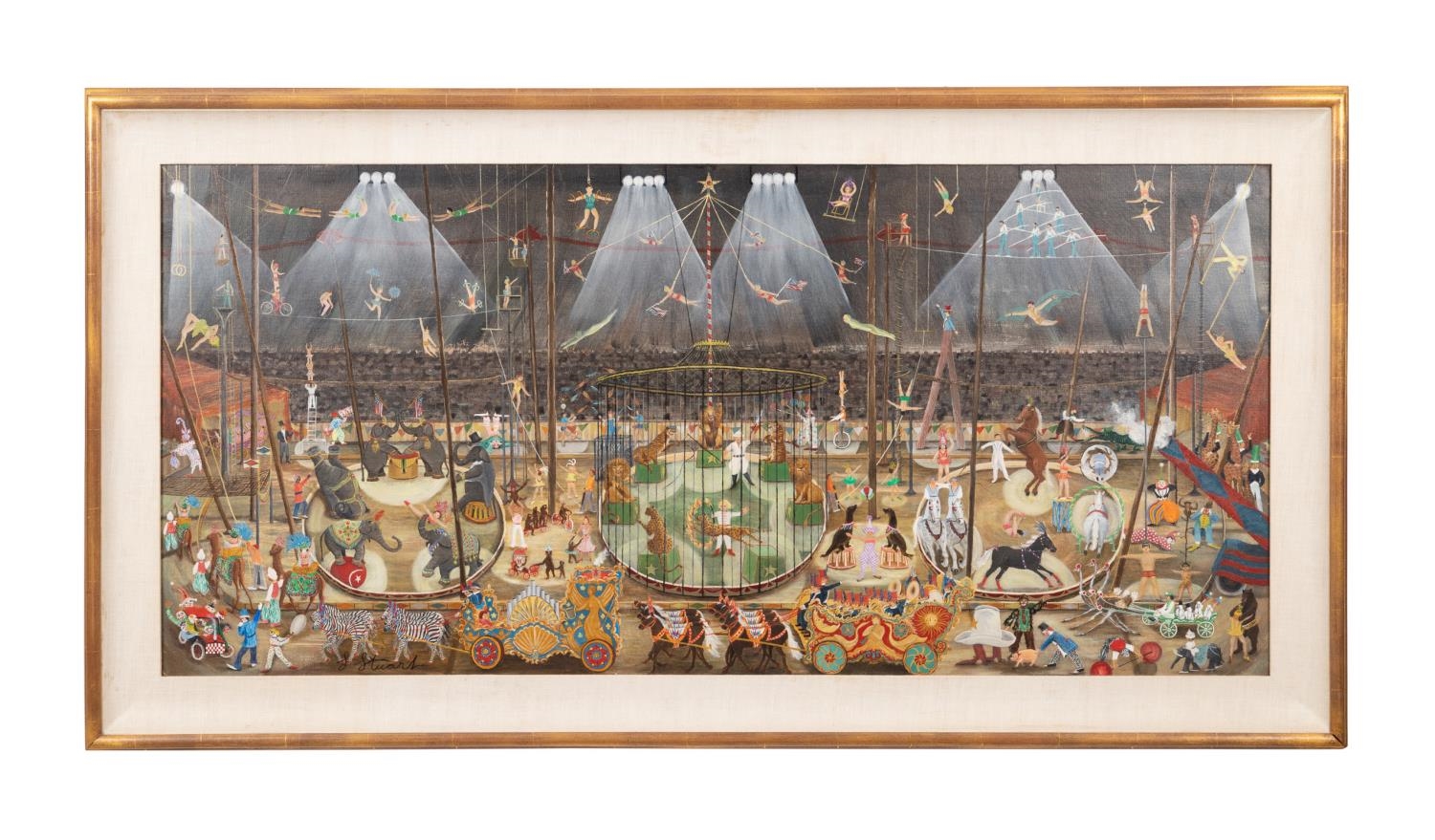 Gloria Stuart | GLORIA STUART PANORAMIC CIRCUS SCENE OIL/C | MutualArt