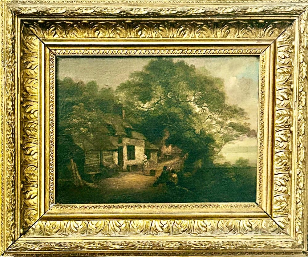 George Morland | Original George Morland - Landscape With Barn. Oil on ...