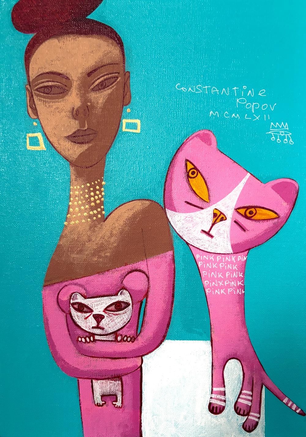 Constantine Popov | Original Constantine Popov - Lady in Pink Cats ...