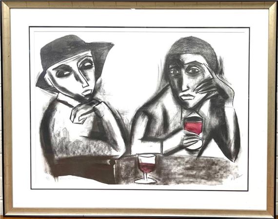 Dickerson Robert | Robert Dickerson - Glass of Wine.Hand Coloured ...