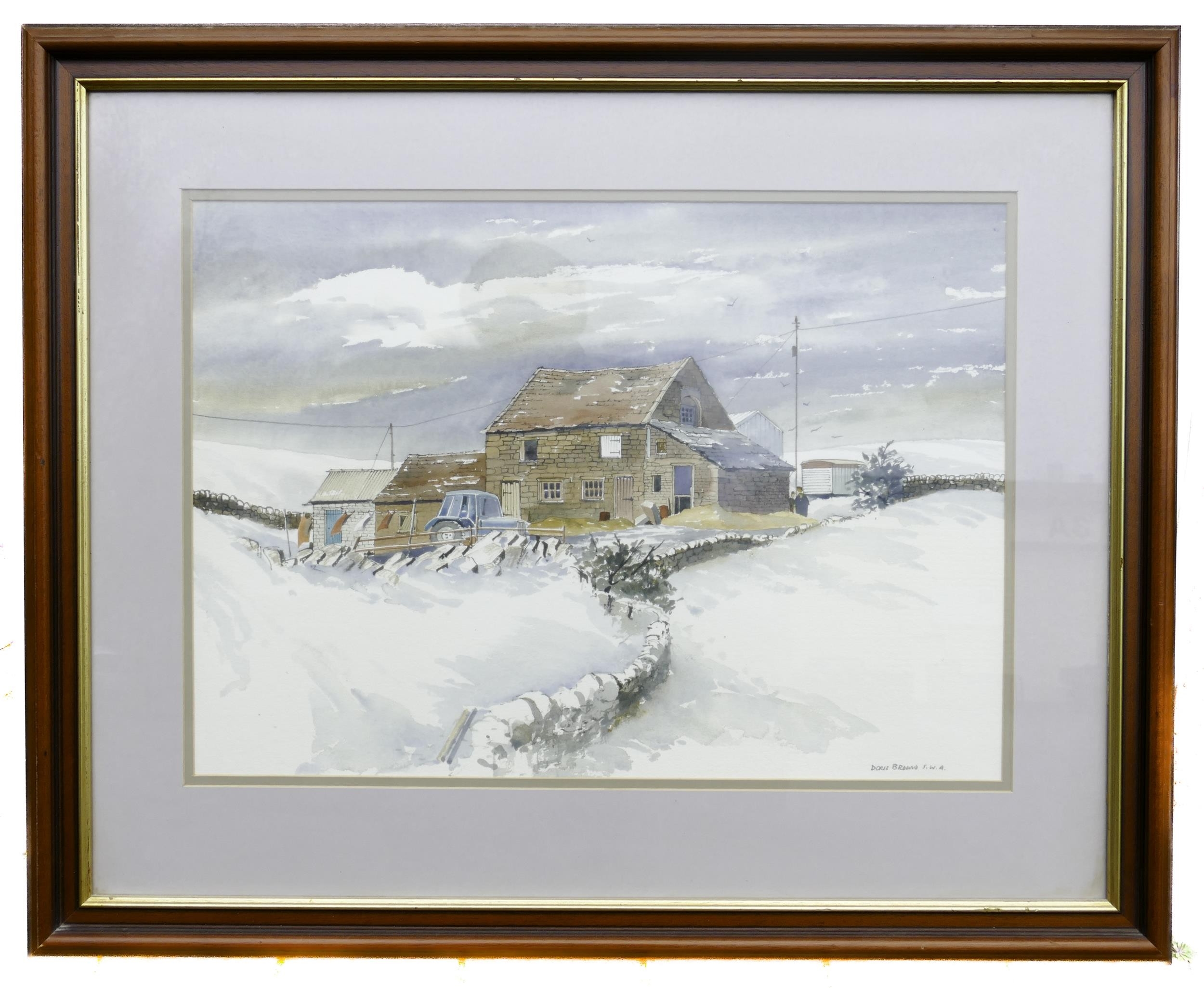 Doris Brown | Winter View of a Rural Farmhouse | MutualArt