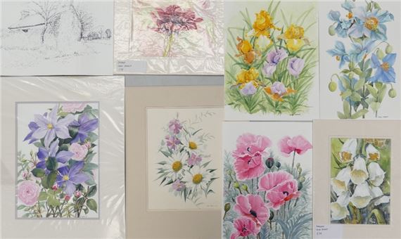 Doris Brown | A Collection of Eight Floral Watercolours and one Rural ...