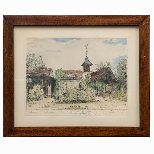 Marcel Jacque | La maison de Th. Rousseau et l'Église de Barbizon ...