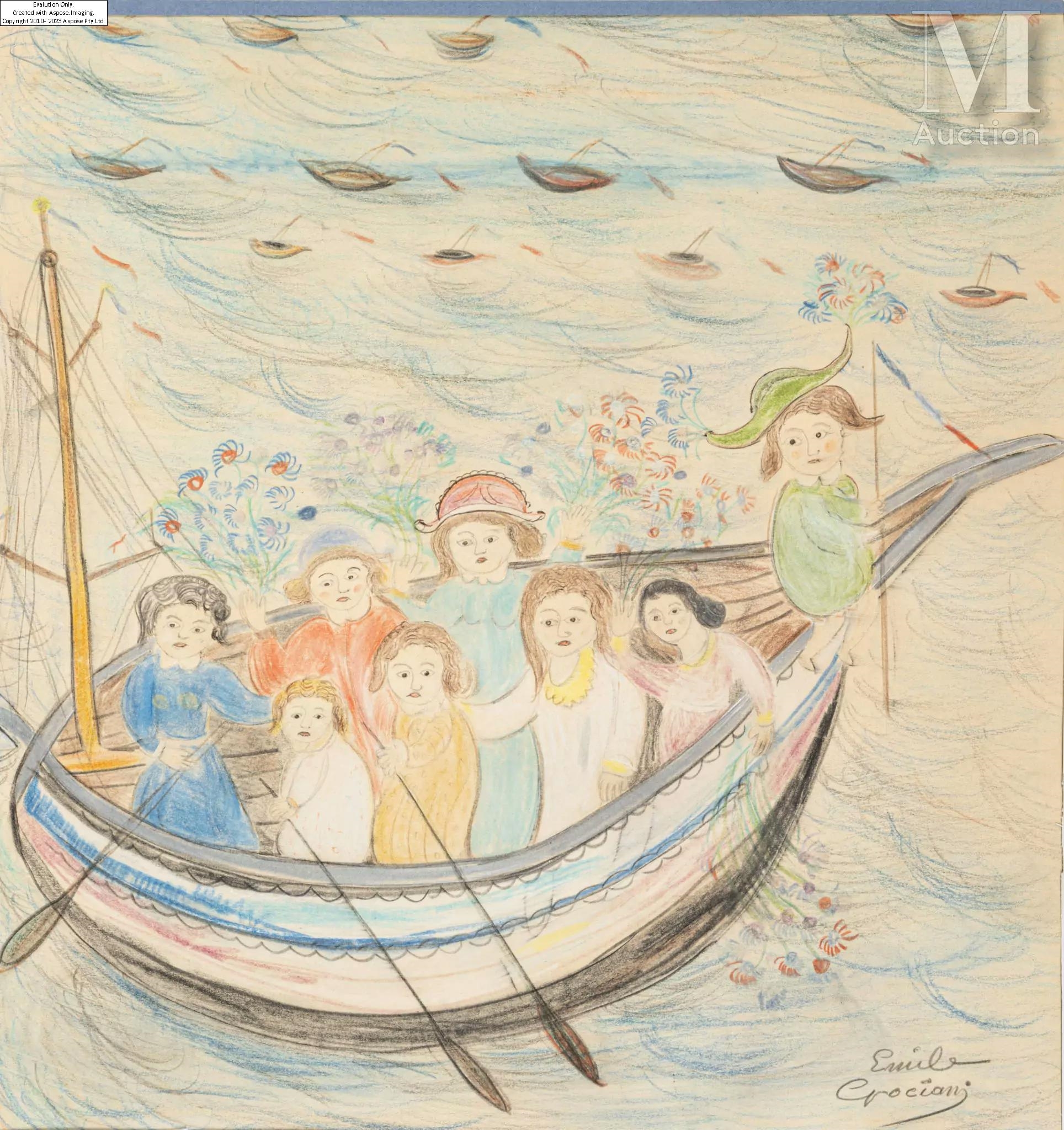 Émile Crociani | Personnage sur la barque | MutualArt