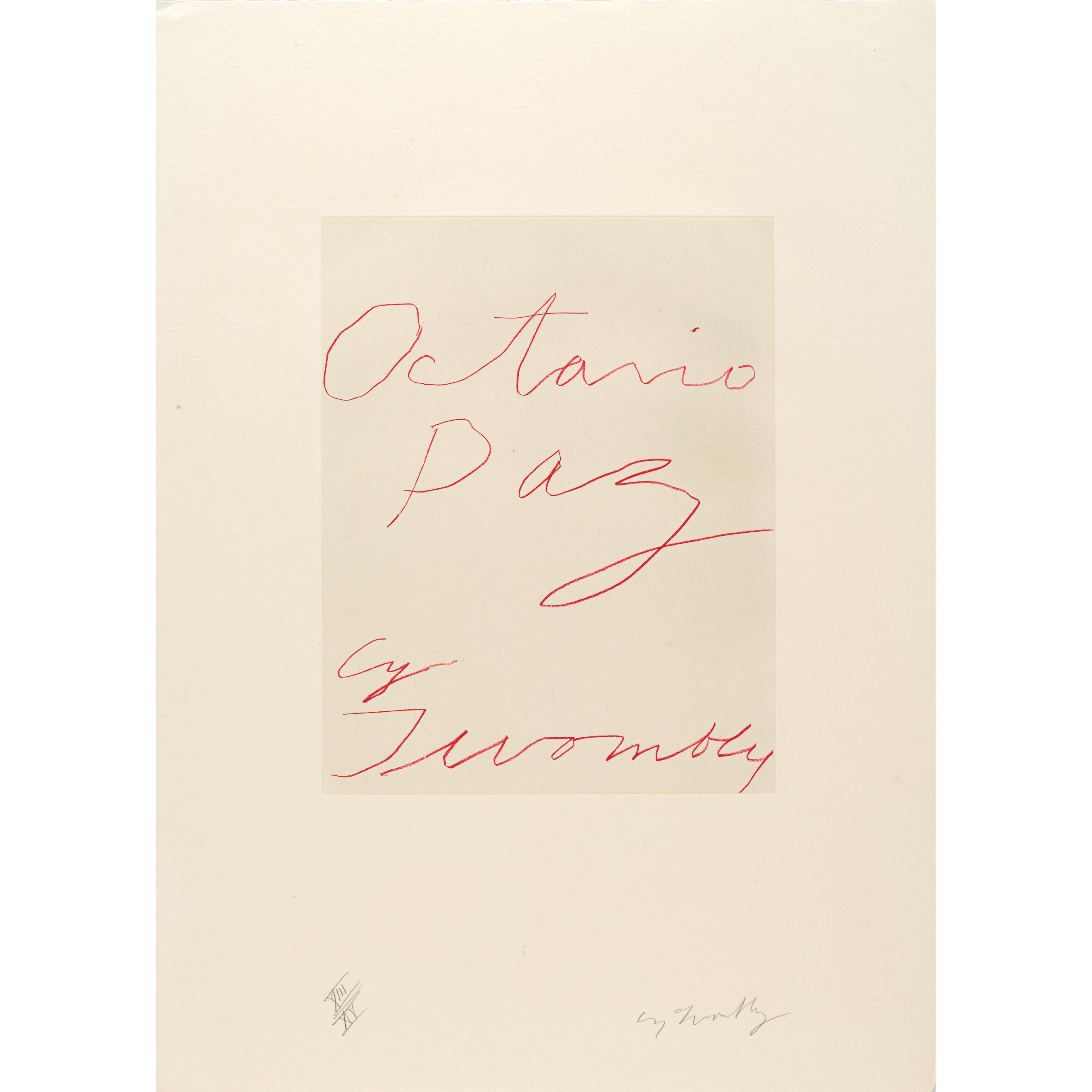 Cy Twombly | Untitled, from Octavio Paz, Eight poems, Cy Twombly, Ten ...