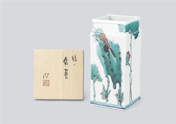 Jun‏ Takegoshi | Square jar with design of ibis | MutualArt