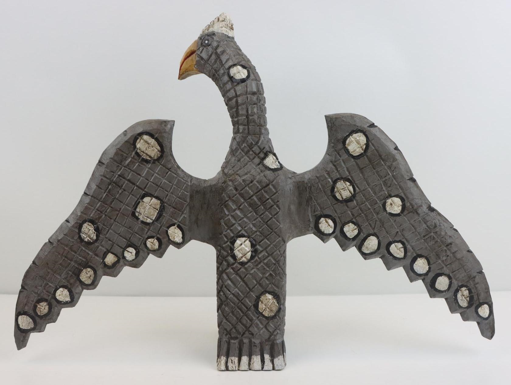 Daniel Strawser | Strawser folk art carved and painted eagle figure ...