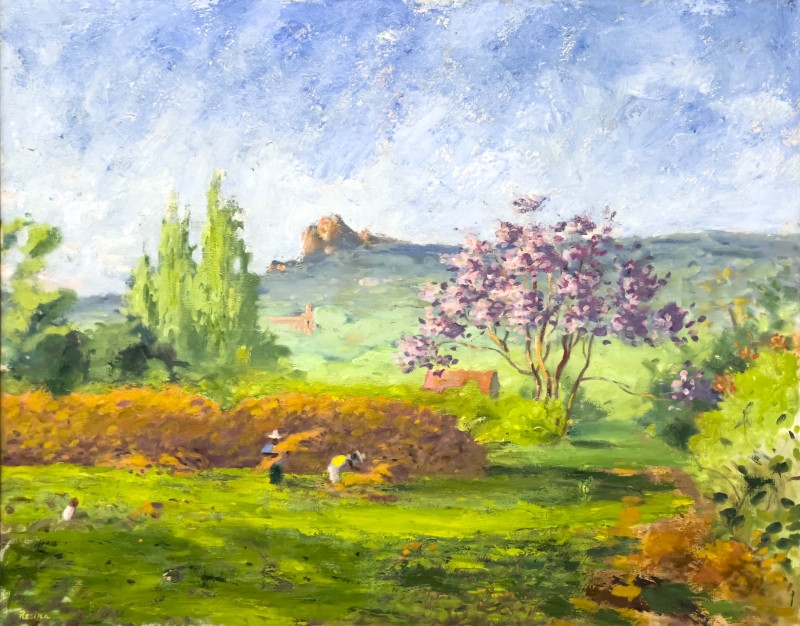 Paul Resika | Yellow Harbor - Deep, boat on the water (1998) | MutualArt