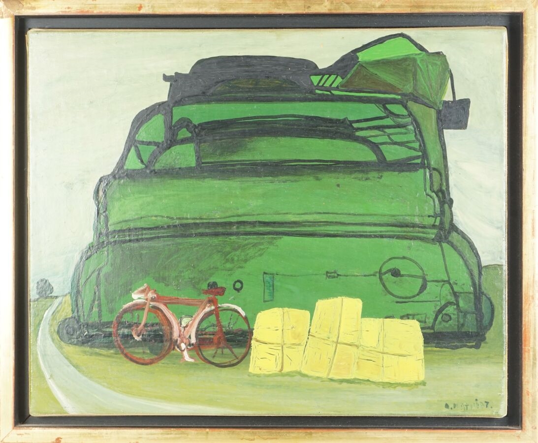 Alain Mathiot | Machine agricole, botte de paille et vélo | MutualArt