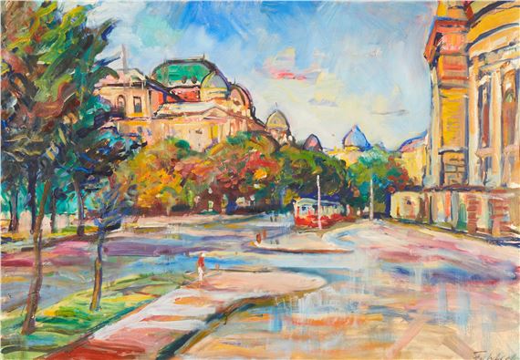 Franz Wlcek | Die Ringstraße bei der Universität | MutualArt