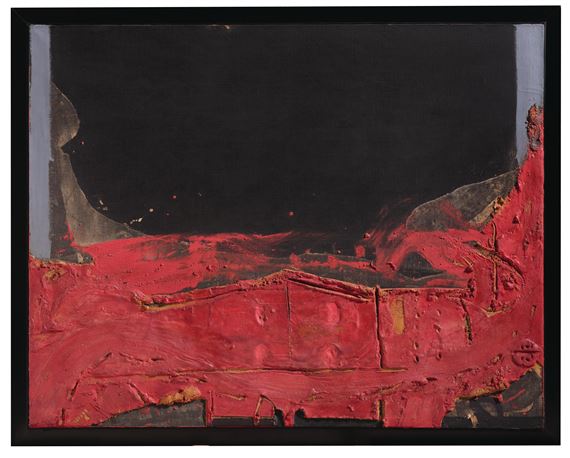 Antoni Tàpies | Relief rouge sur fond noir (1961) | MutualArt