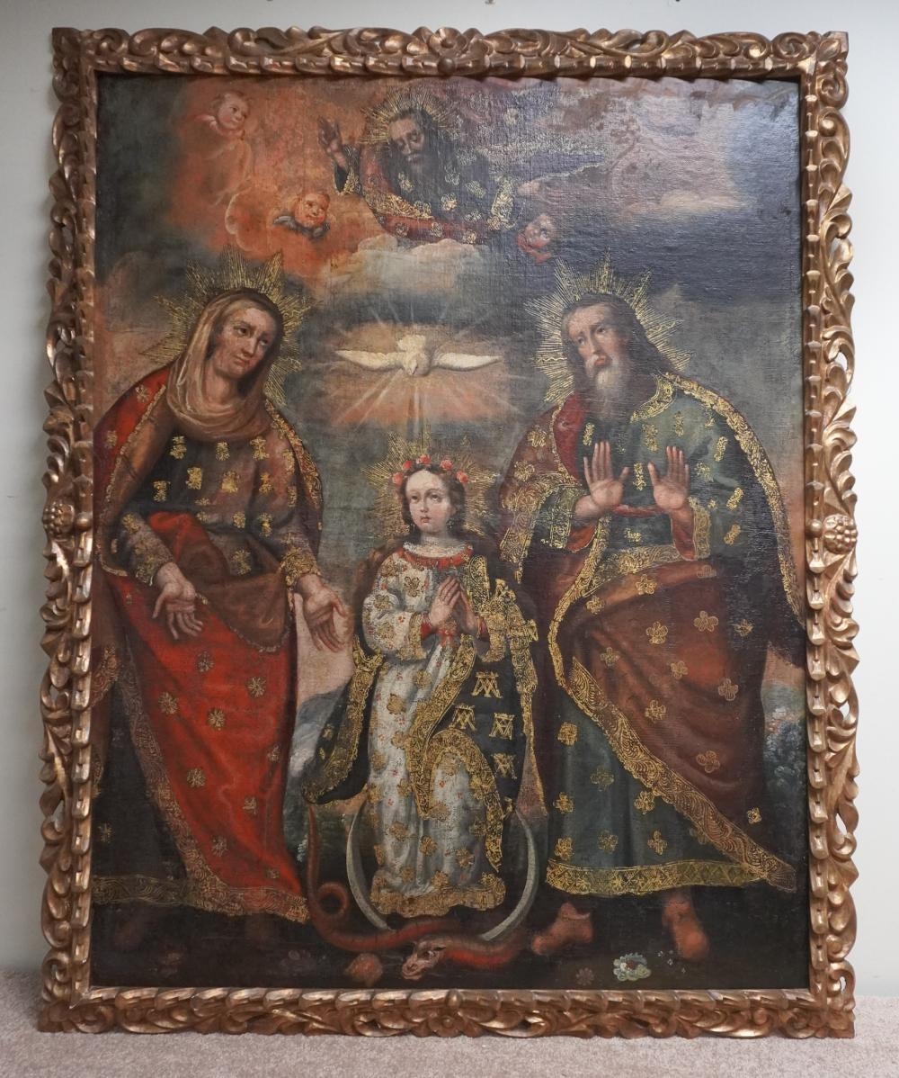 Spanish Colonial School, 18th Century | Virgin Mary with Saints Anne and Joachin (18th Century ...