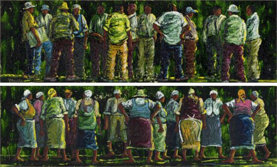 George Velaphi Mzimba | Group of Men; Group of Women (1992) | MutualArt