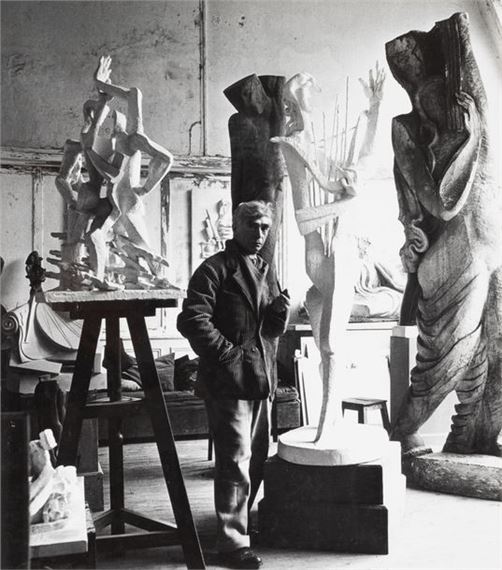 Willy Maywald | Ossip Zadkine in his studio (Circa 1965) | MutualArt