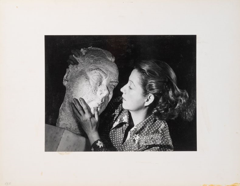 Willy Maywald | Consuelo de Saint-Exupéry with bust of Antoine de Saint ...