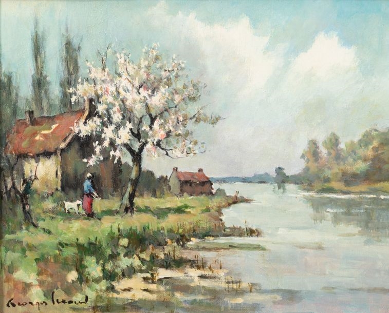 Georges Leroux | Lively riverside. | MutualArt