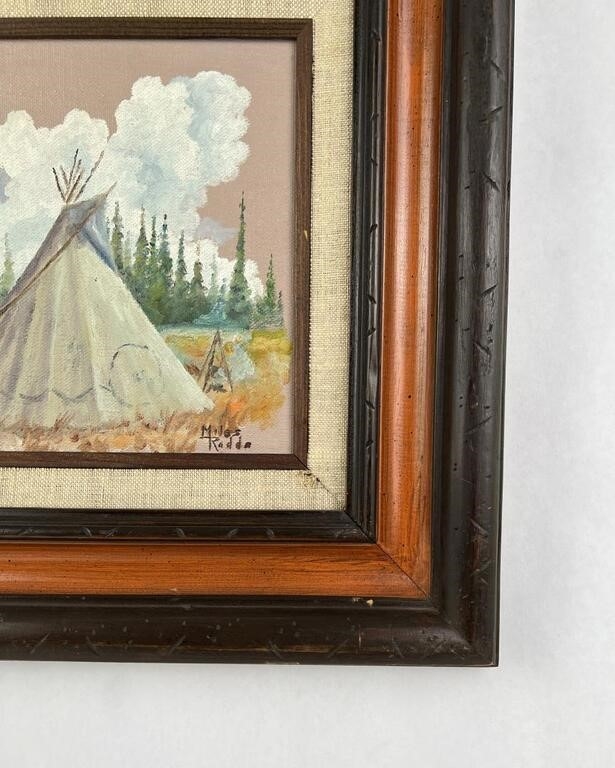 Miles Rodda | Miles Rodda Montana Indian Oil on Board Painting | MutualArt