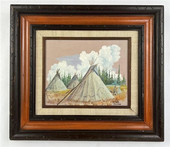 Miles Rodda | Miles Rodda Montana Indian Oil on Board Painting | MutualArt