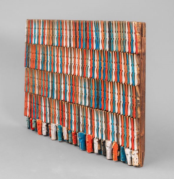 Armand Avril | The sea at Cassis of clothes pegs and corks on panel ...