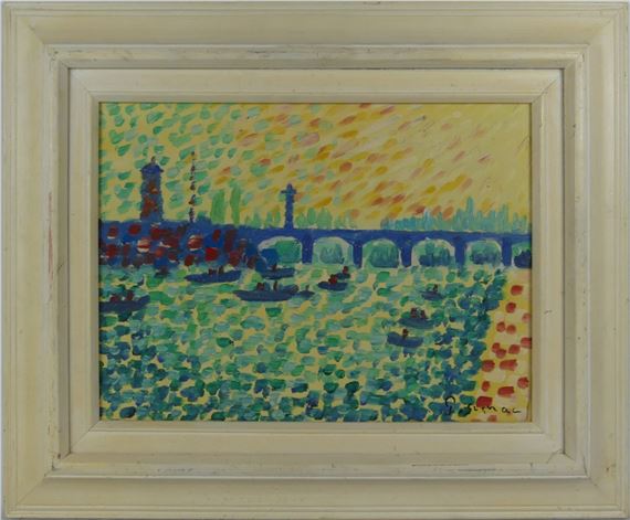 Paul Signac | Style of Paul Signac oil painting on board depicting a ...