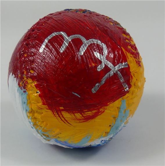 Peter Max | Style of Peter Max acrylic painting on baseball | MutualArt