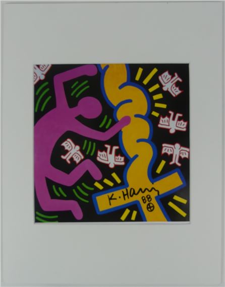 Keith Haring | Keith Haring offset lithograph depicting a pink figure ...
