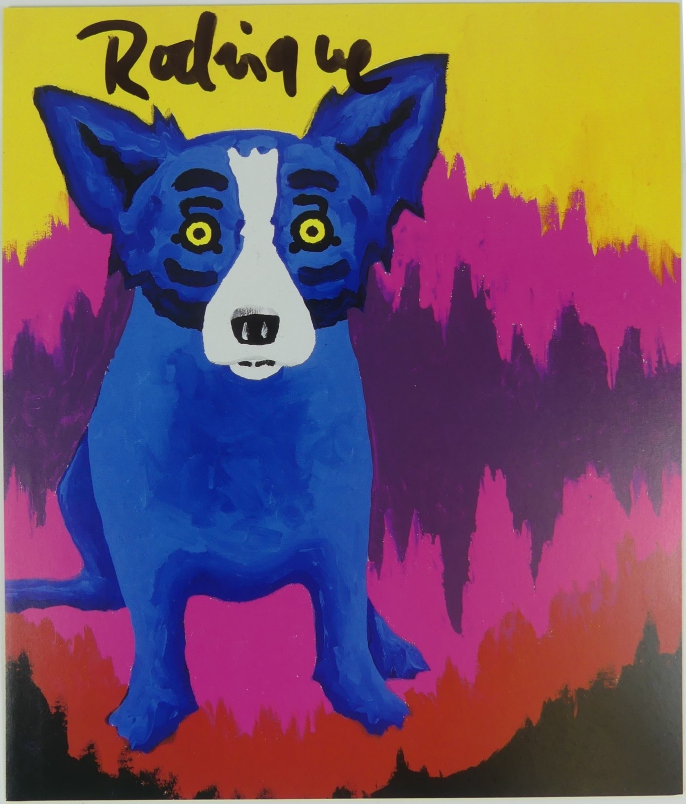 George Rodrigue | Offset lithograph depicting blue dog with colorful ...