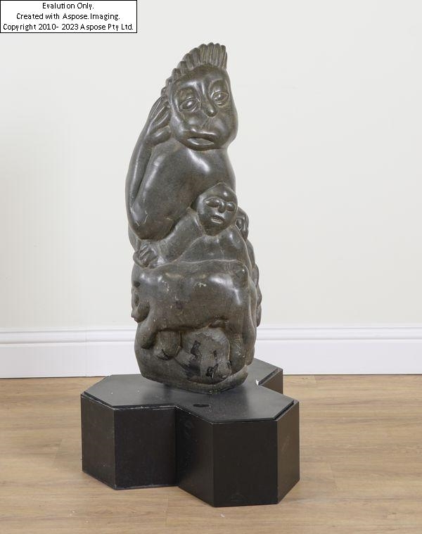 Thomas Mu | A GREEN SERPENTINE STONE SHONA SCULPTURE OF A MOTHER AND ...