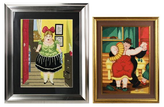 Kenneth Moore | Framed Needlepoint Artwork After Botero | MutualArt