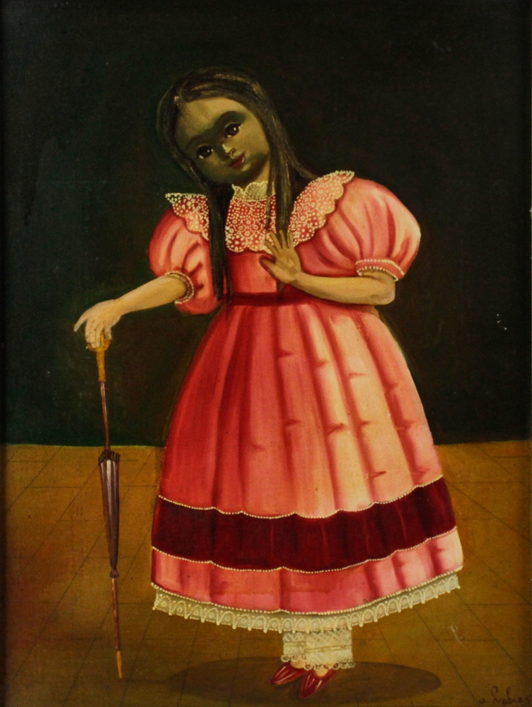 Agapito Labios | Young Girl Holding Umbrella (1898) | MutualArt