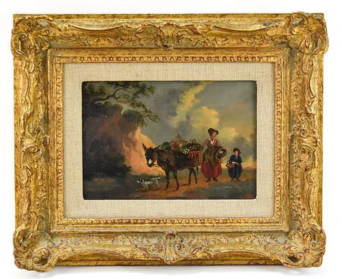 Victor Marec | A Woman and Child with Laden Donkey | MutualArt