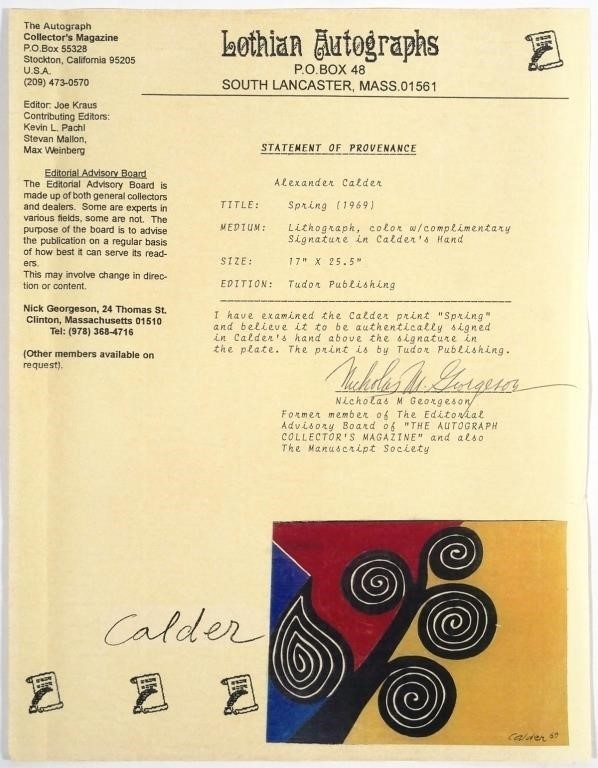 Alexander Calder | ALEXANDER CALDER Spring Lithograph | MutualArt