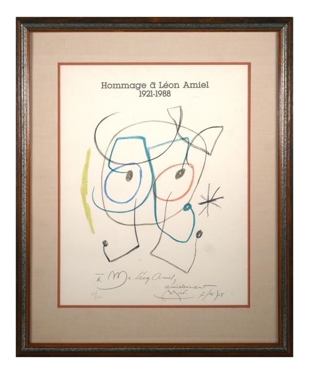 Joan Miró | JOAN MIRO Hommage A Leon Amiel Poster (1988) | MutualArt
