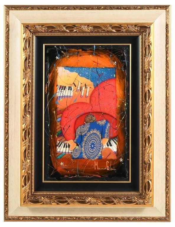 Marcus Glenn | MARCUS GLENN MIXED MEDIA RESIN CAST PIANO PLAYER | MutualArt