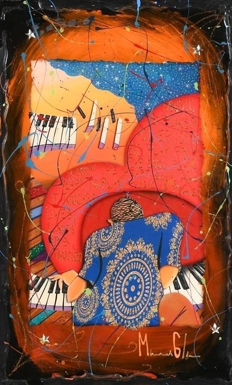 Marcus Glenn | MARCUS GLENN MIXED MEDIA RESIN CAST PIANO PLAYER | MutualArt
