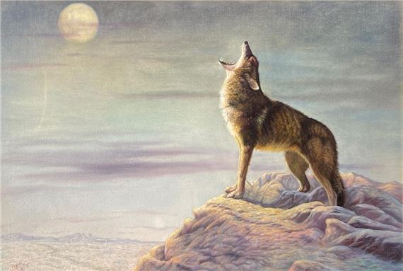Greg Perillo | LARGE GREGORY PERILLO WOLF PAINTING (1987) | MutualArt