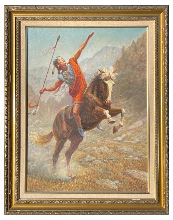 Greg Perillo | GREGORY PERILLO PAINTING NATIVE AMERICAN SPEARING (1999 ...