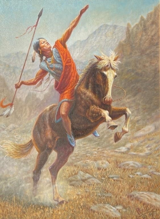 Greg Perillo | GREGORY PERILLO PAINTING NATIVE AMERICAN SPEARING (1999 ...