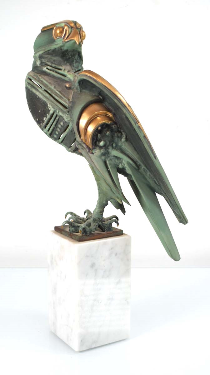 Walenty Pytel | a green-patinated bronze sculpture modelled as a bird ...