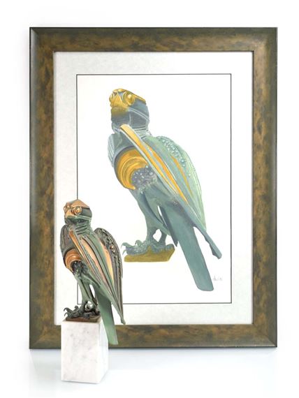 Walenty Pytel | a green-patinated bronze sculpture modelled as a bird ...