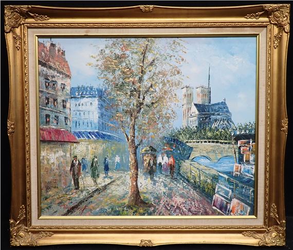 Louis Anthony Burnett | Rue parisienne en fond Notre Dame | MutualArt