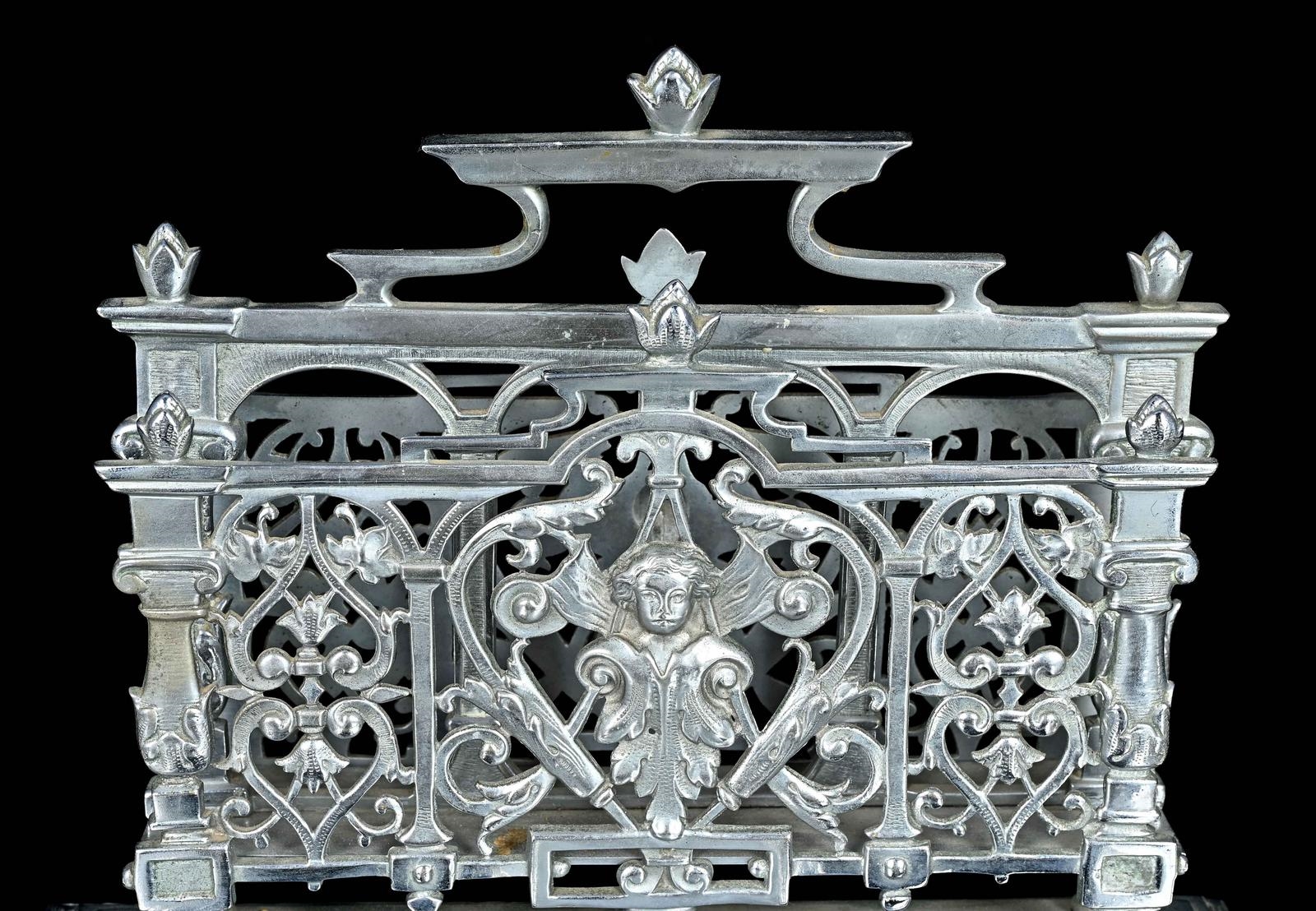 E. Walker | Victorian pewter inkwell stand and lead crystal inkwells ...