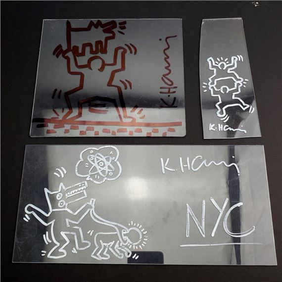 Keith Haring | Lot of 3 Marker on Plexiglass Drawings | MutualArt
