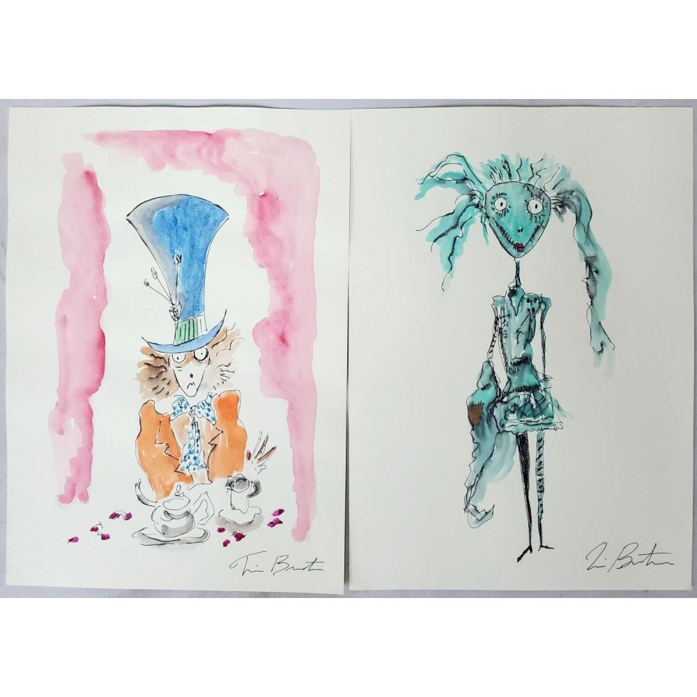 Tim Burton | Lot of 2 Watercolor & Pen Paintings on Paper Including Mad ...