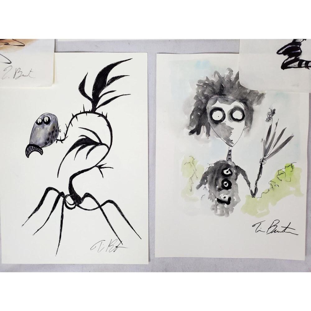 Tim Burton | Lot of 5 Mixed Media Paintings | MutualArt