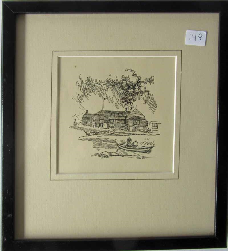 Gordon Grant | Harbor scene with schooner | MutualArt