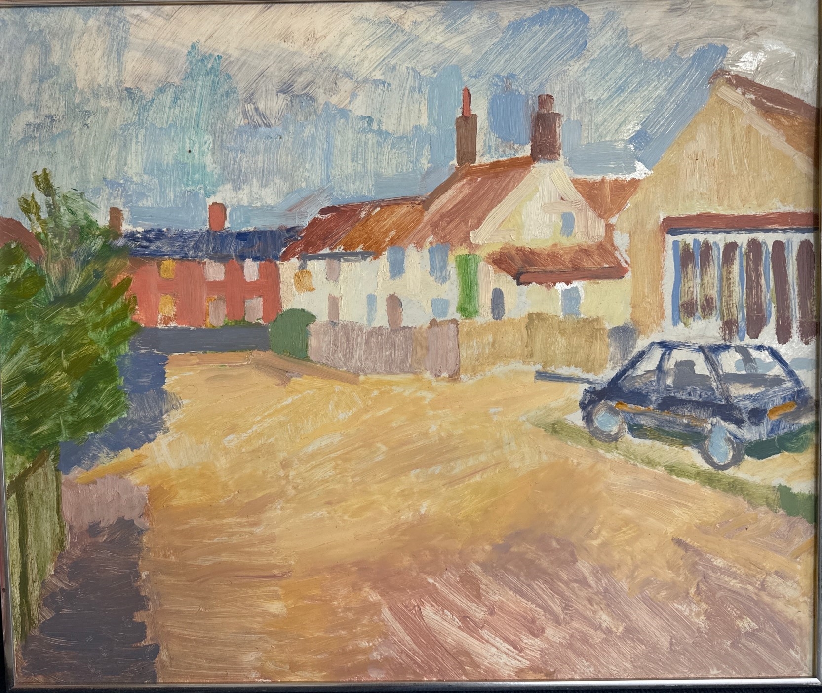 Derek Inwood | Village scene with car | MutualArt