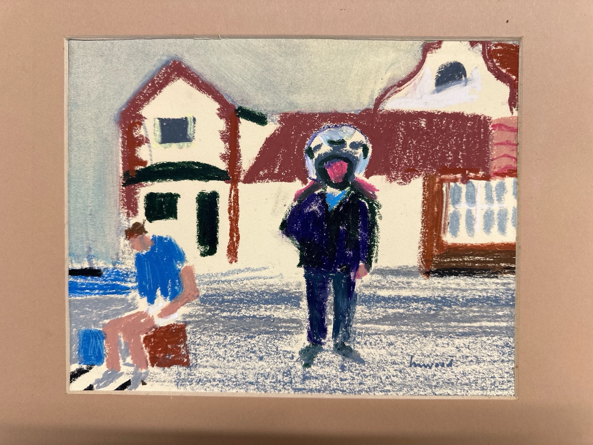 Derek Inwood | townscape with figures Pastel | MutualArt