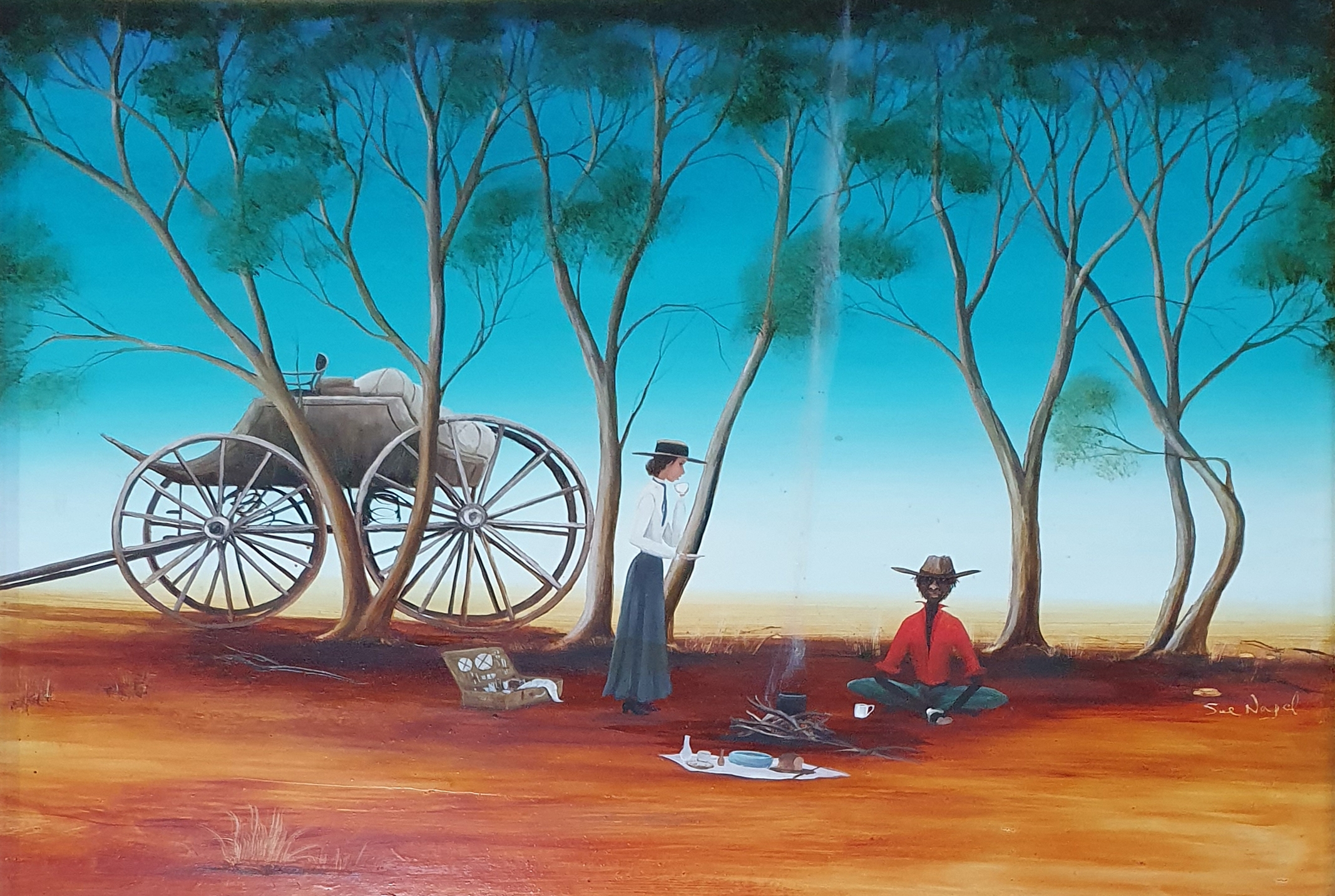 Sue Nagel | Daisy Bates sets up Camp enroute | MutualArt